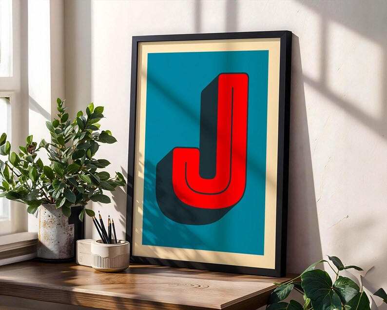 Typographic Letter J Digital Download Print, Alphabet Print - Etsy