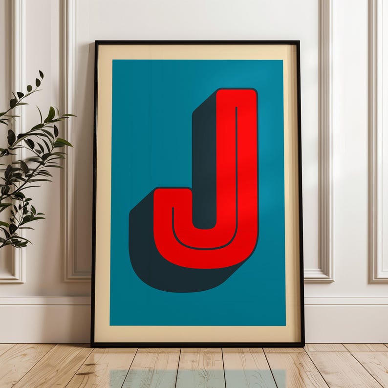 Typographic Letter J Digital Download Print, Alphabet Print - Etsy