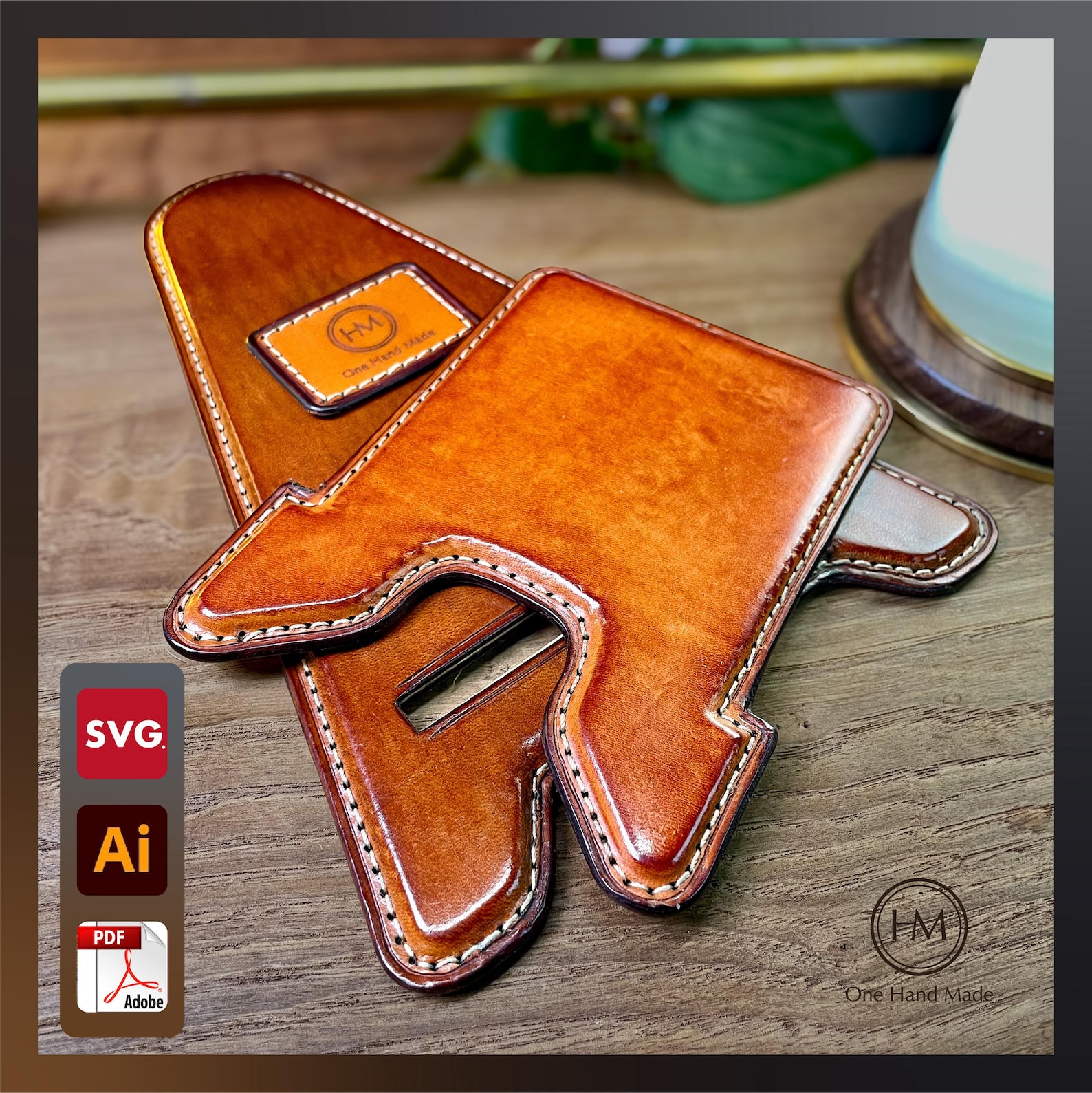 Leather Phone Stand Pattern – PDF, Ai, SVG | DIY Sewing Project ...