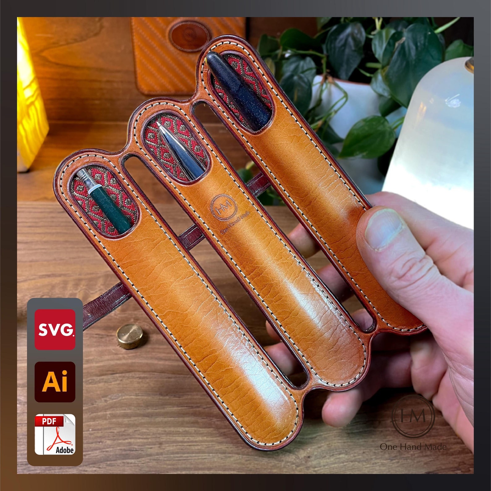 Leather Pen Case - DIY Pattern - Artisanal Leathercraft Model (PDF, SVG ...