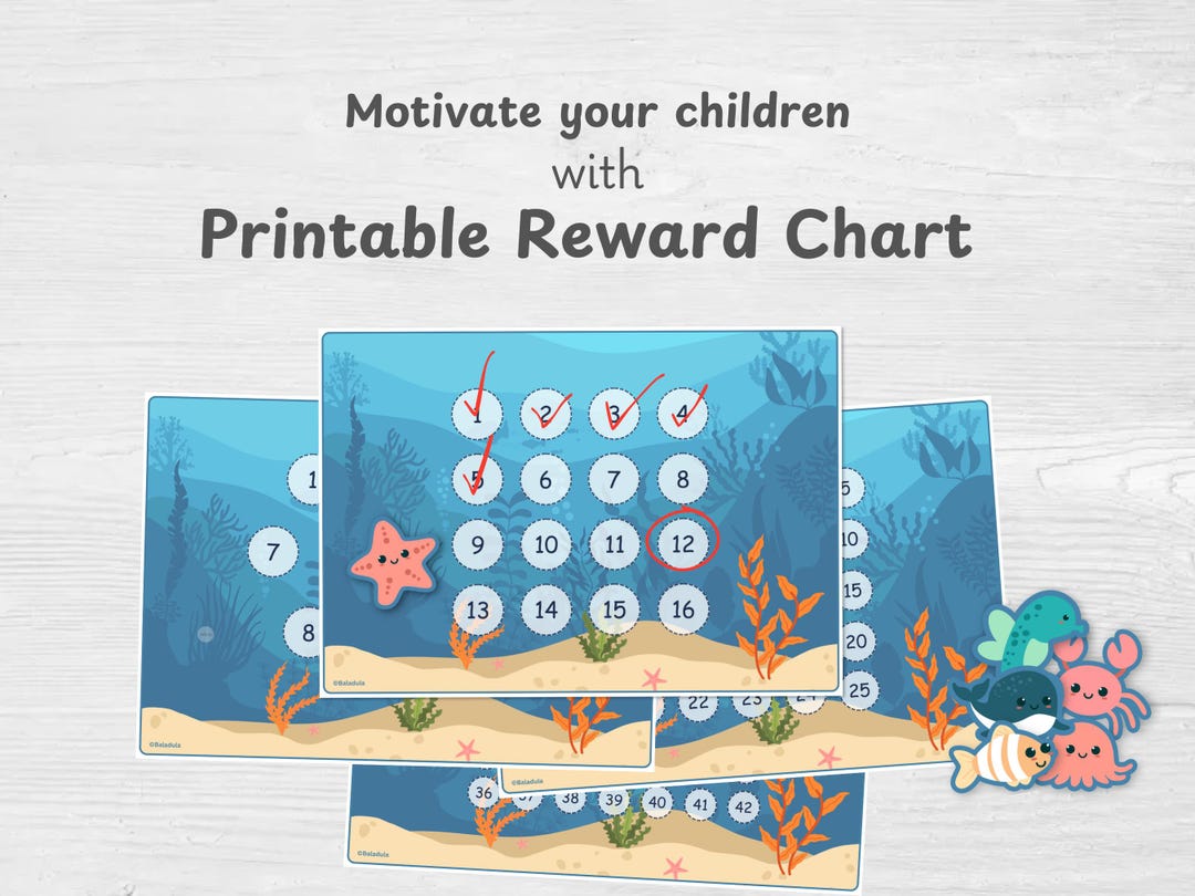 Printable Ocean Reward Chart for Kids Sea Animal-themed Behavior Chart ...