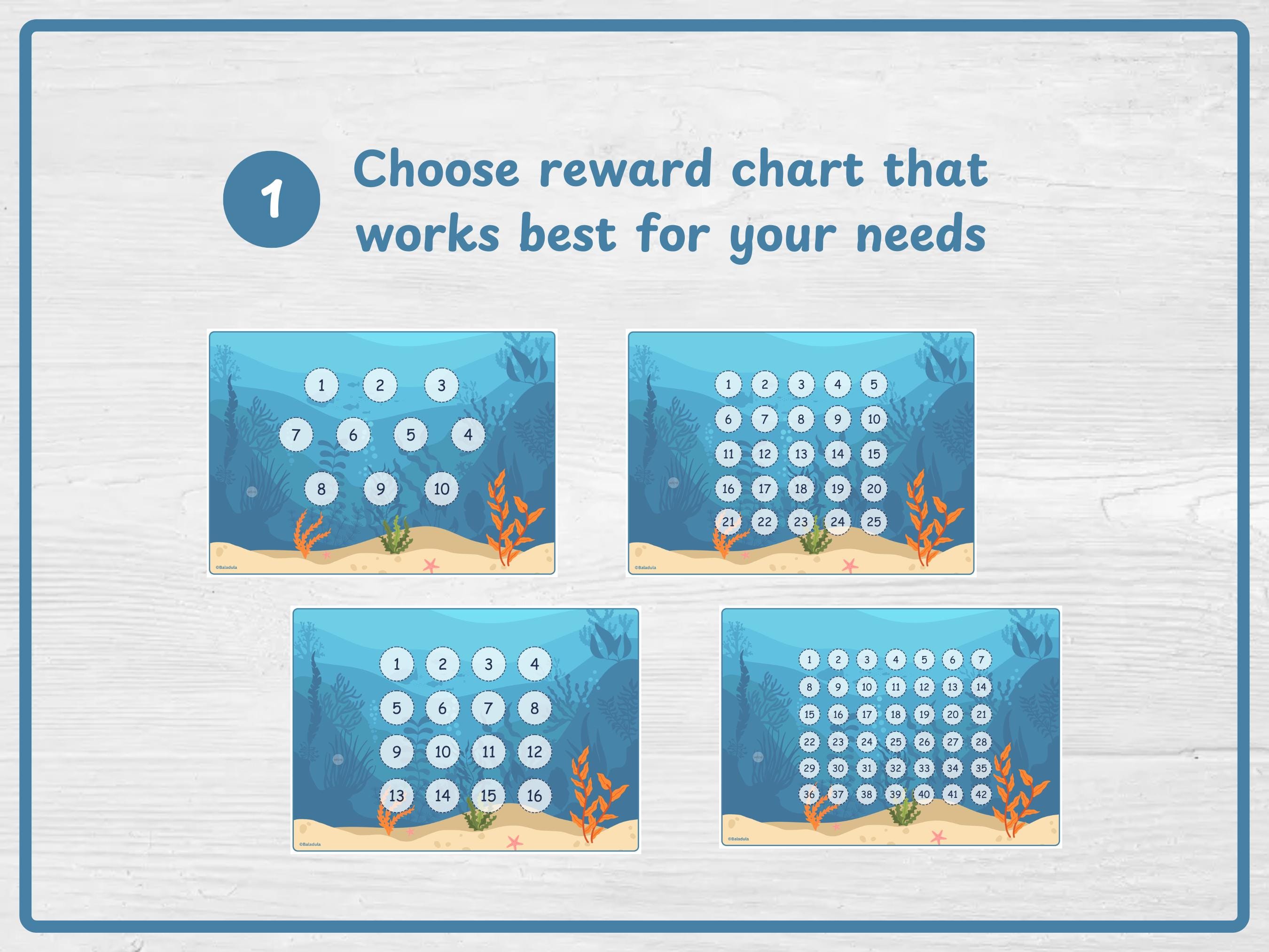 Printable Ocean Reward Chart for Kids Sea Animal-themed Behavior Chart ...