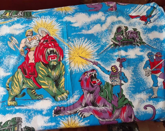 Vintage He-man MOTU NOS Fabric Yardage He-man Battlecat Castle ...