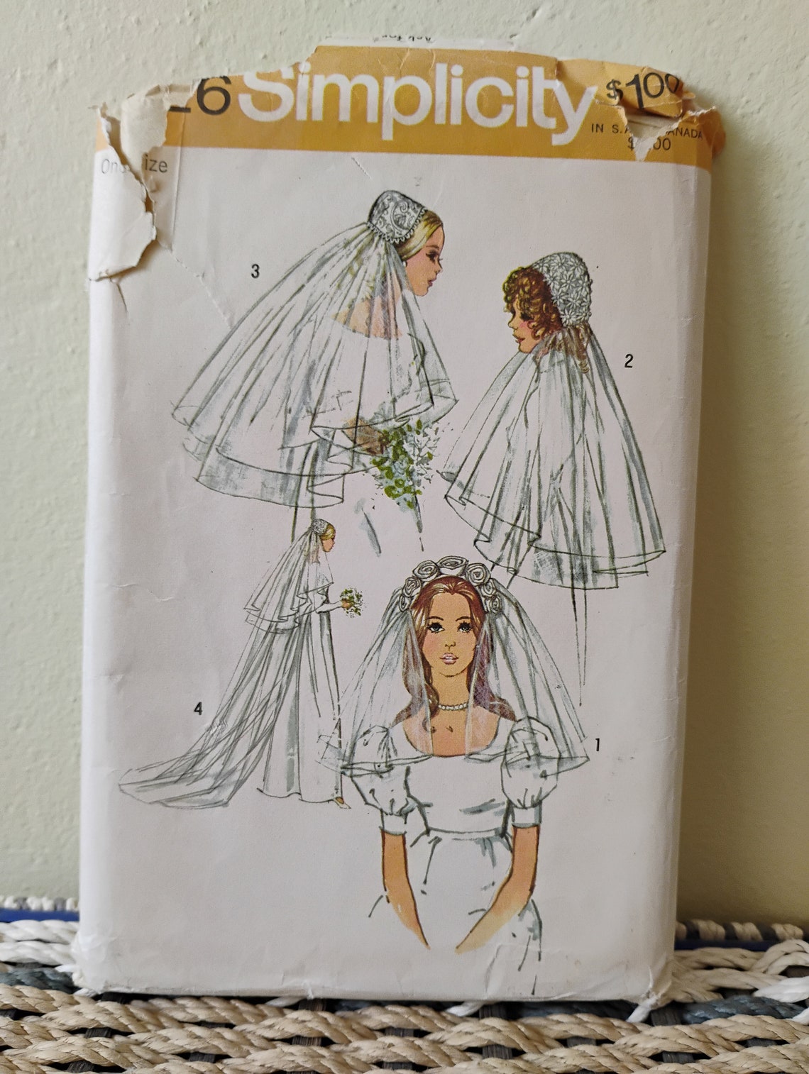 FF 1970s Simplicity 2826 Set of Bridal Headpieces With Veil Boho Hippie ...