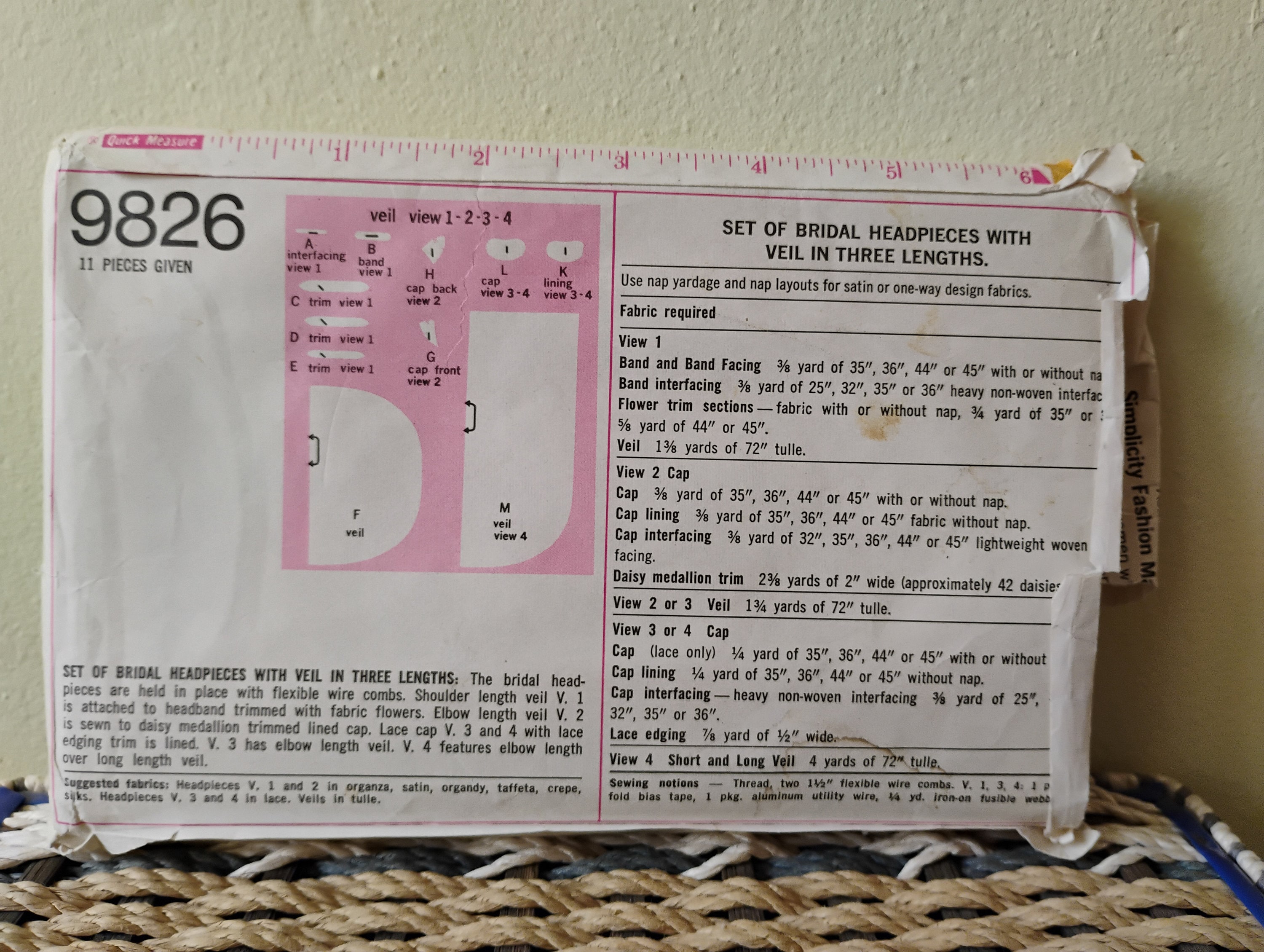 FF 1970s Simplicity 2826 Set of Bridal Headpieces With Veil Boho Hippie ...