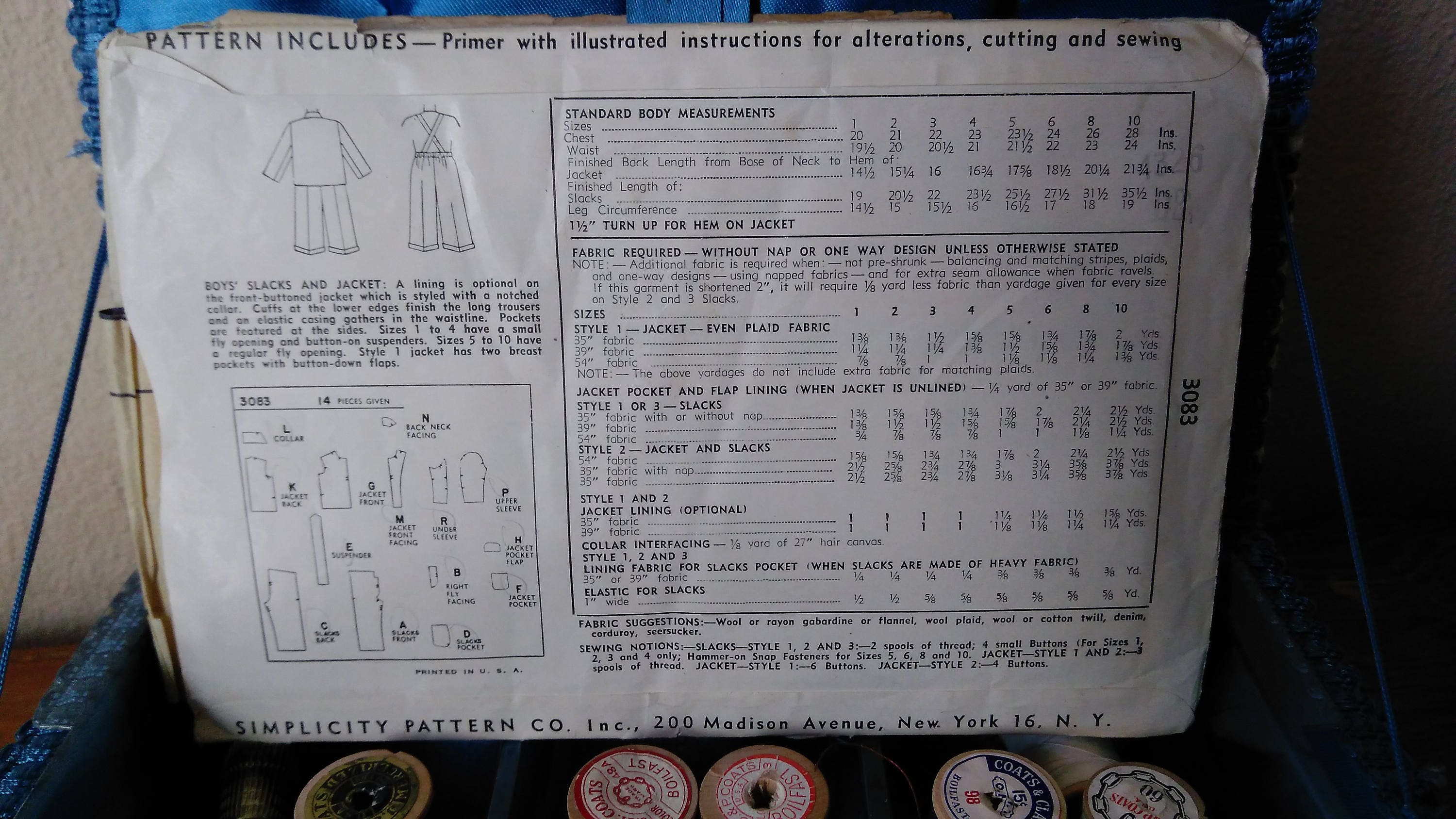 1940s Simplicity 3083 Pattern for Boys Slacks and Jacket Size 2 - Etsy