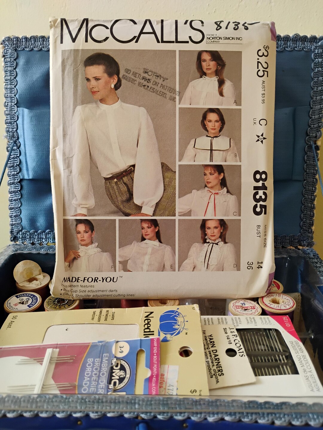 1982 Mccall's Mrs Blouse and Collar Pattern Factory Folded Size 14 - Etsy