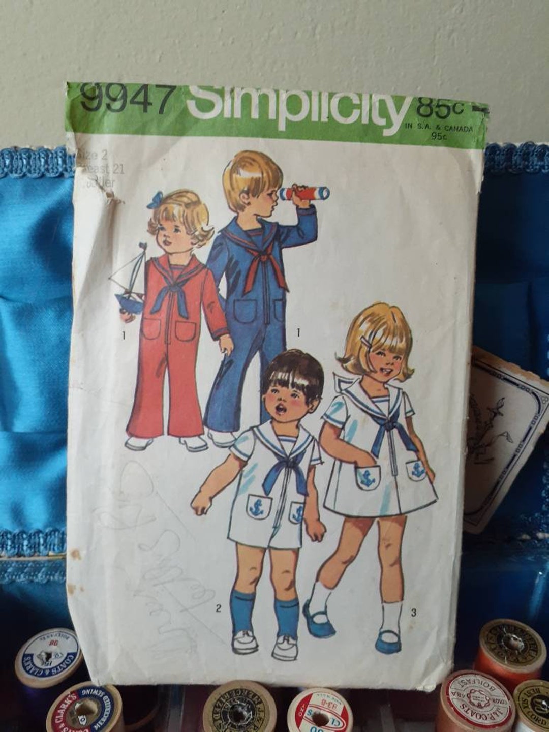 1972 Simplicity 9947 Toddler Size 2 Bell Bottom Jumpsuit in 2 Lengths ...