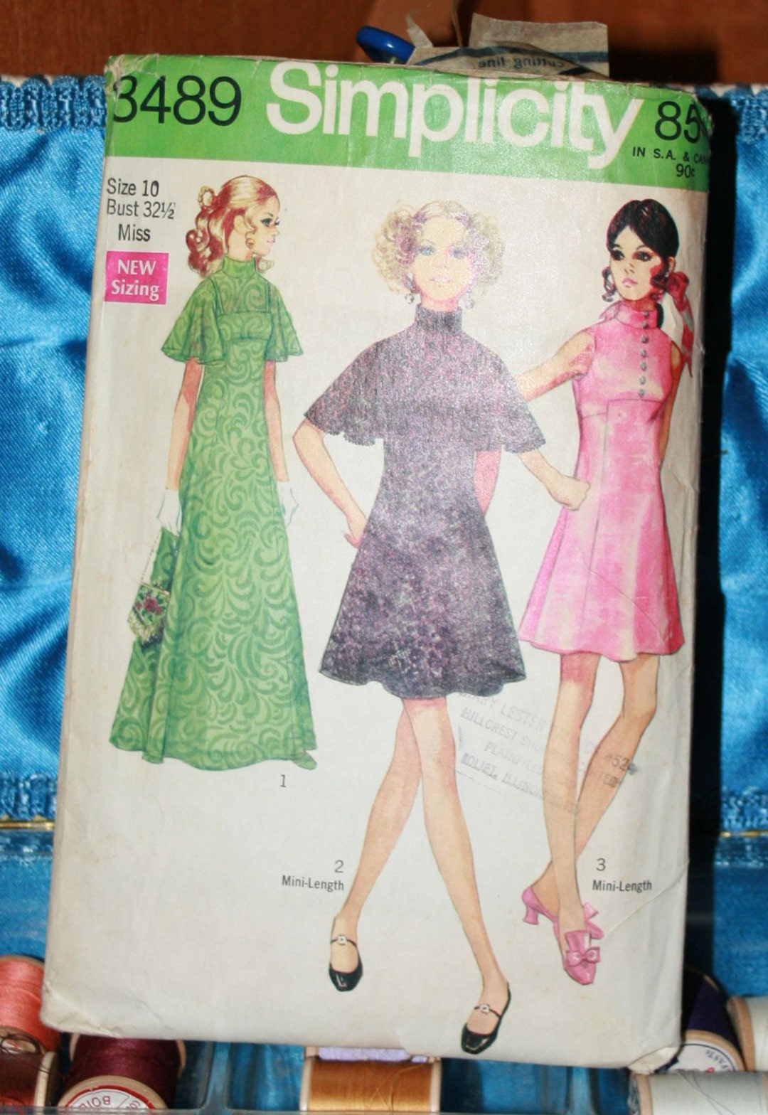 1960s Simplicity A Line Dress Pattern Number 3489 Butterfly Sleeves ...