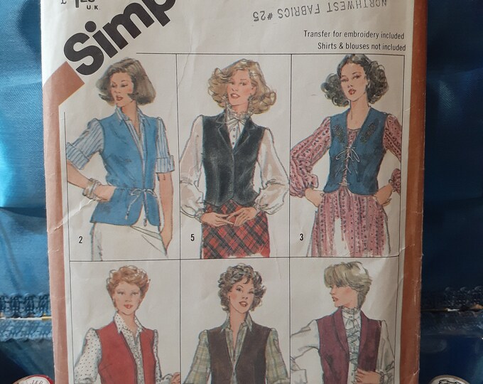 1981 Simplicity 5294 Miss Line and Unlines Vest Pattern Size 10 Bust 32 ...