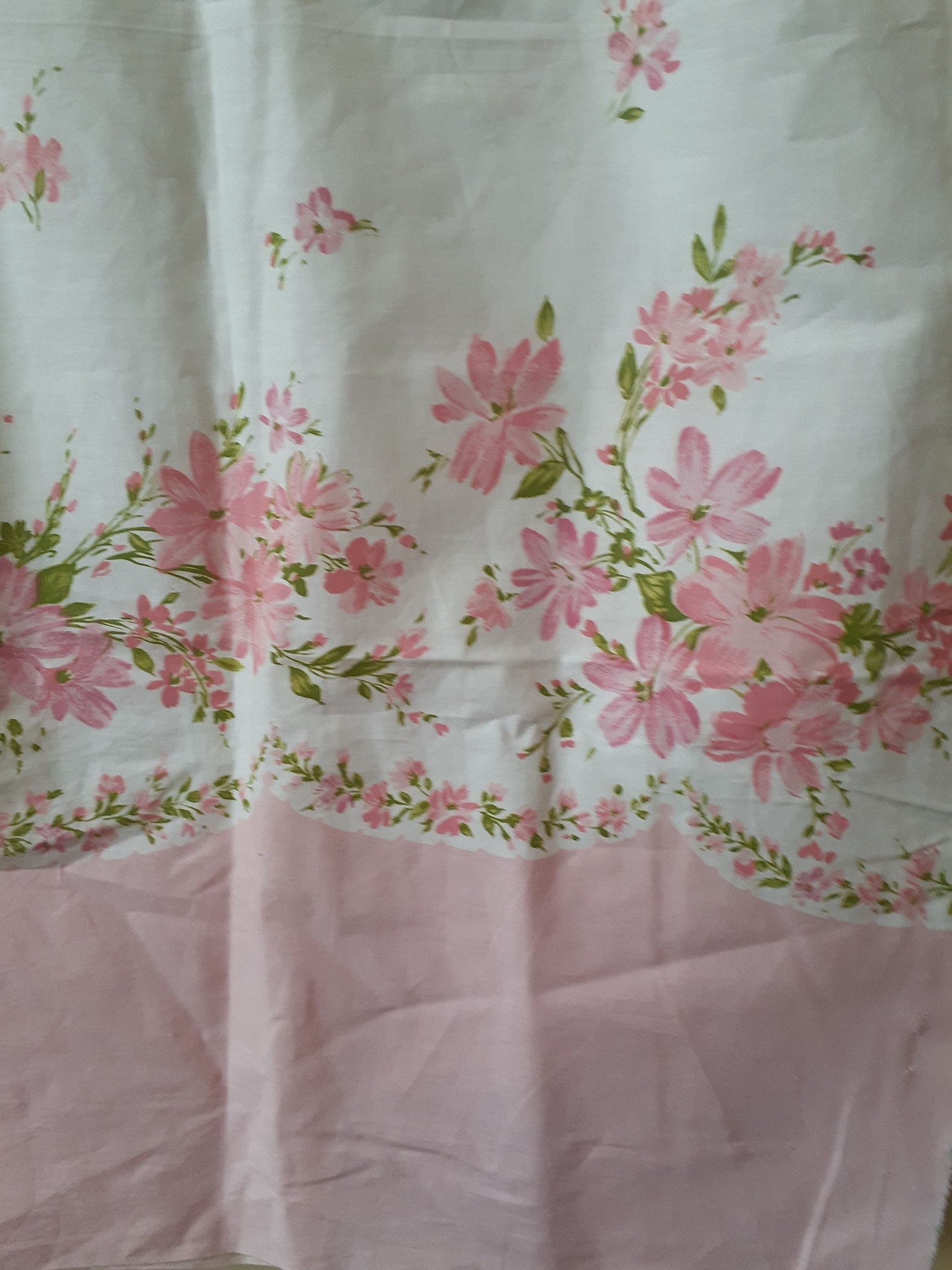 Vintage Pink Floral Border Print Fabric One Yard - Etsy