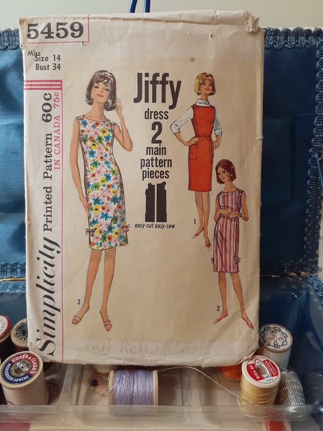 1960s Simplicity 5459 Jiffy Pattern for One Piece Dress or Jumper Size ...