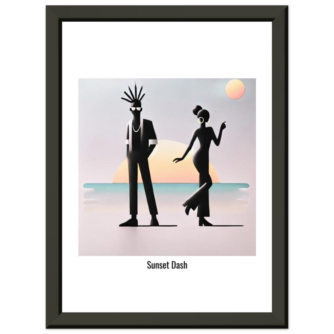 Sunset Dash - Tropical Dance Framed Poster - Minimalist Art With Palm ...