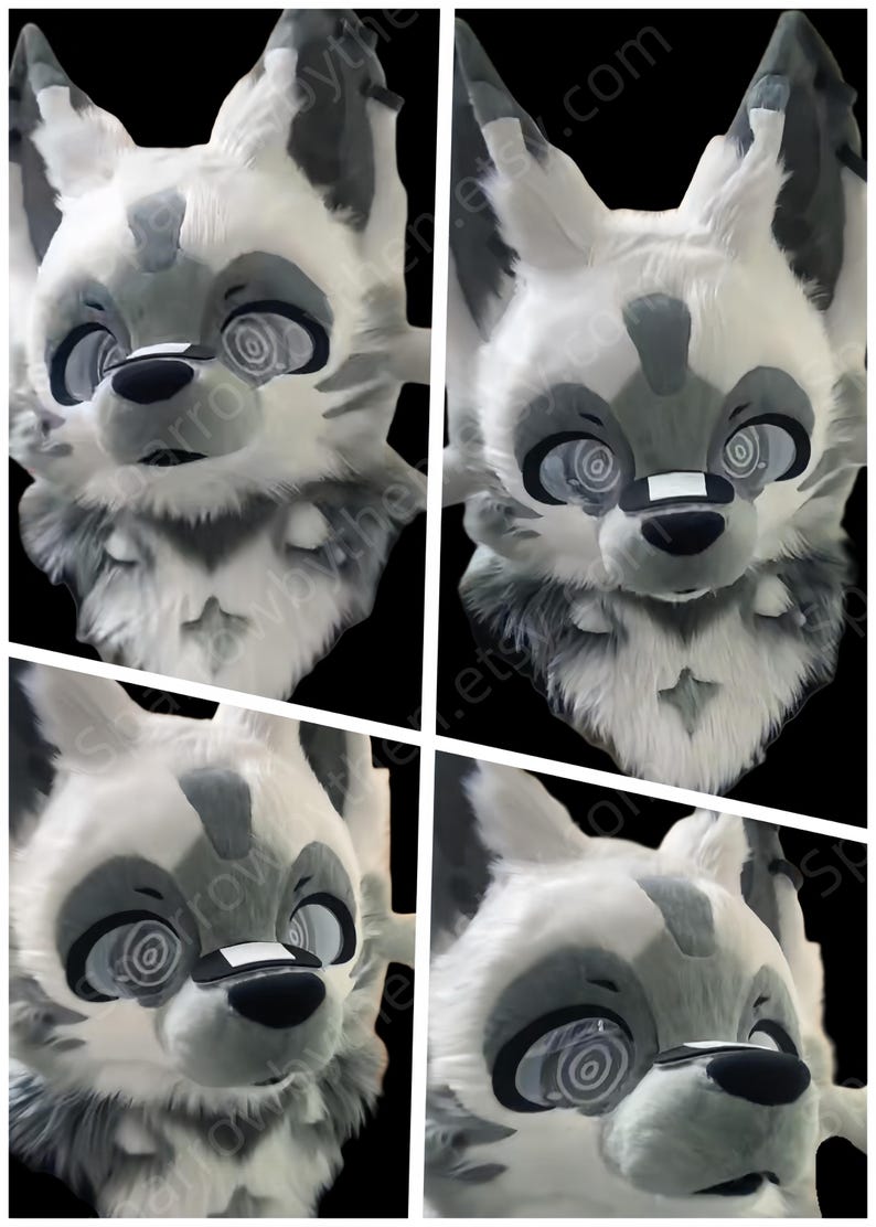 Grey Wolf Baby Fursuit, Kemono Wolf Mask, Fursuit Kig Mask, Furry Art ...