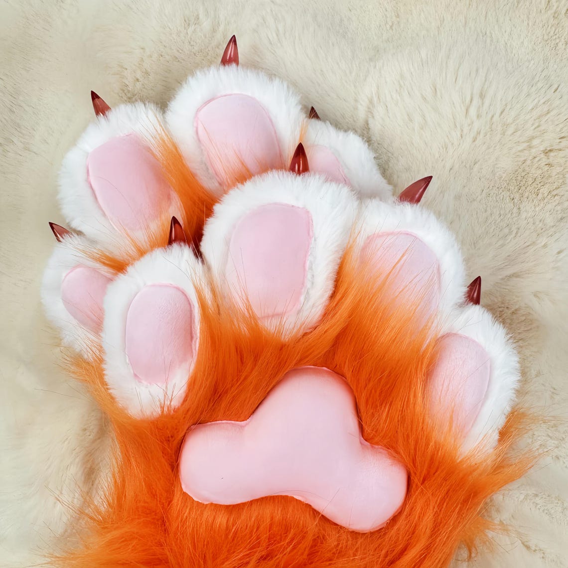 Handmade Furry Paws Gloves: Orange Cosplay Costume Accessory - Etsy