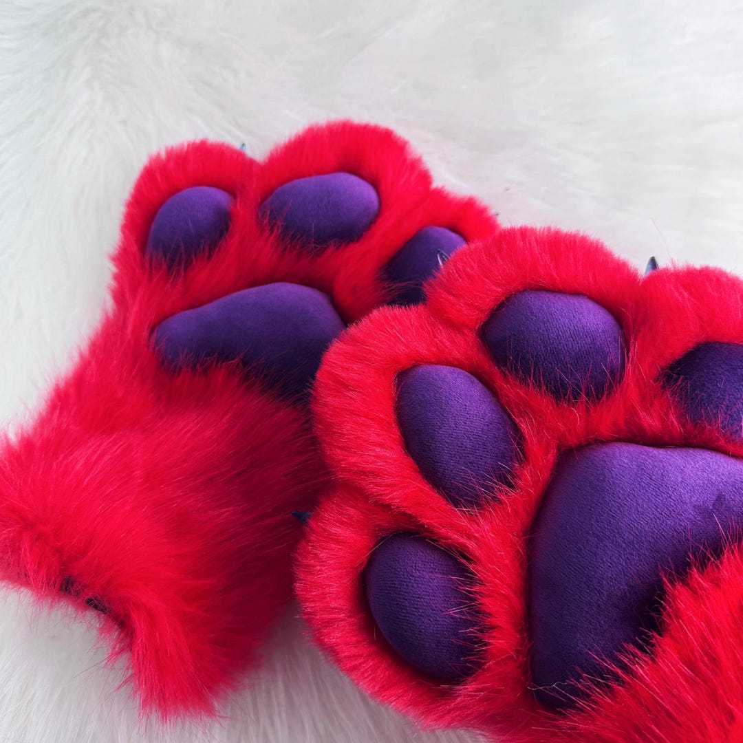 Red Fursuit Paws, Furry Gloves, Cosplay Accessories - Etsy