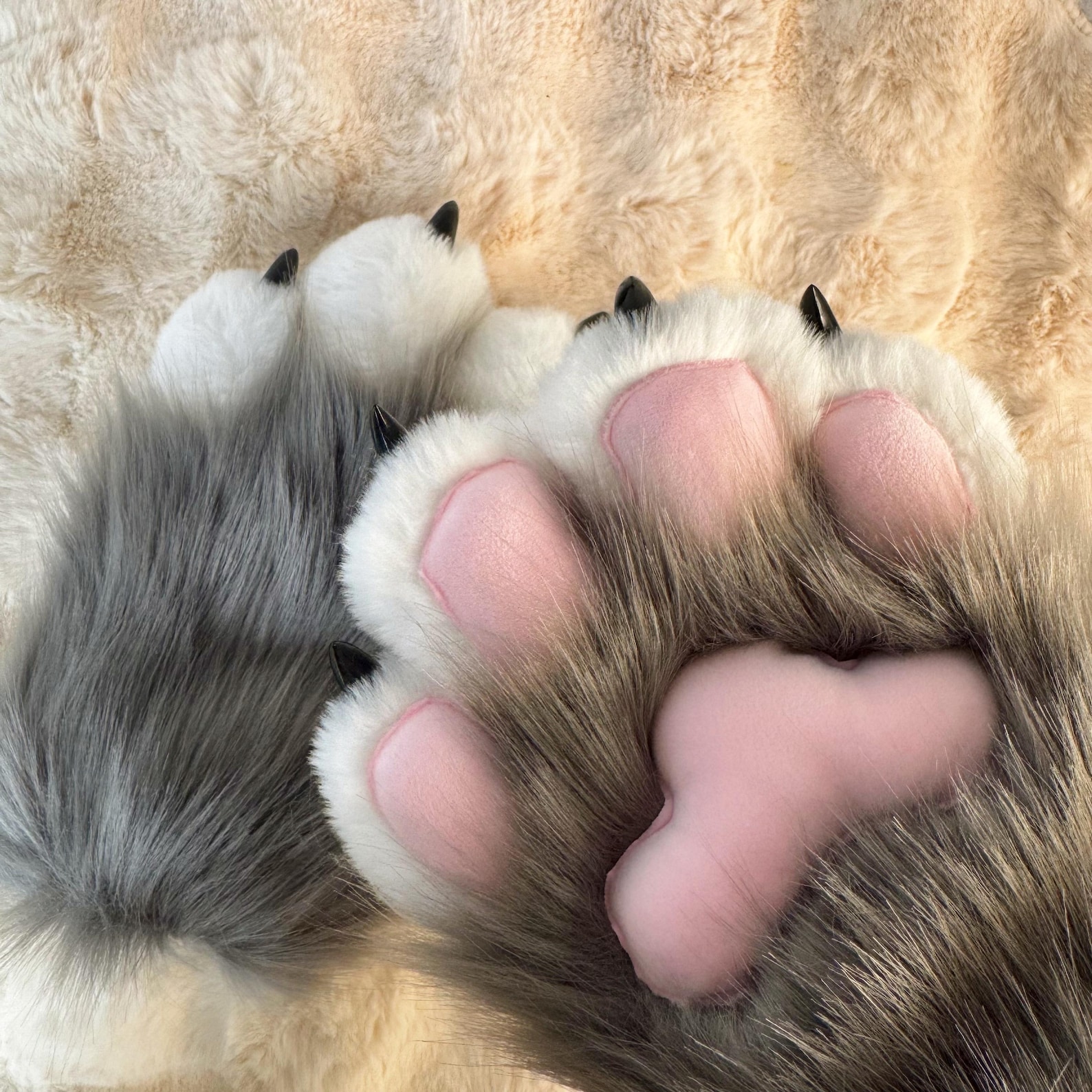 Light Gray Furry Paws,furry Gloves,handmade Crochet Paws,custom Color ...