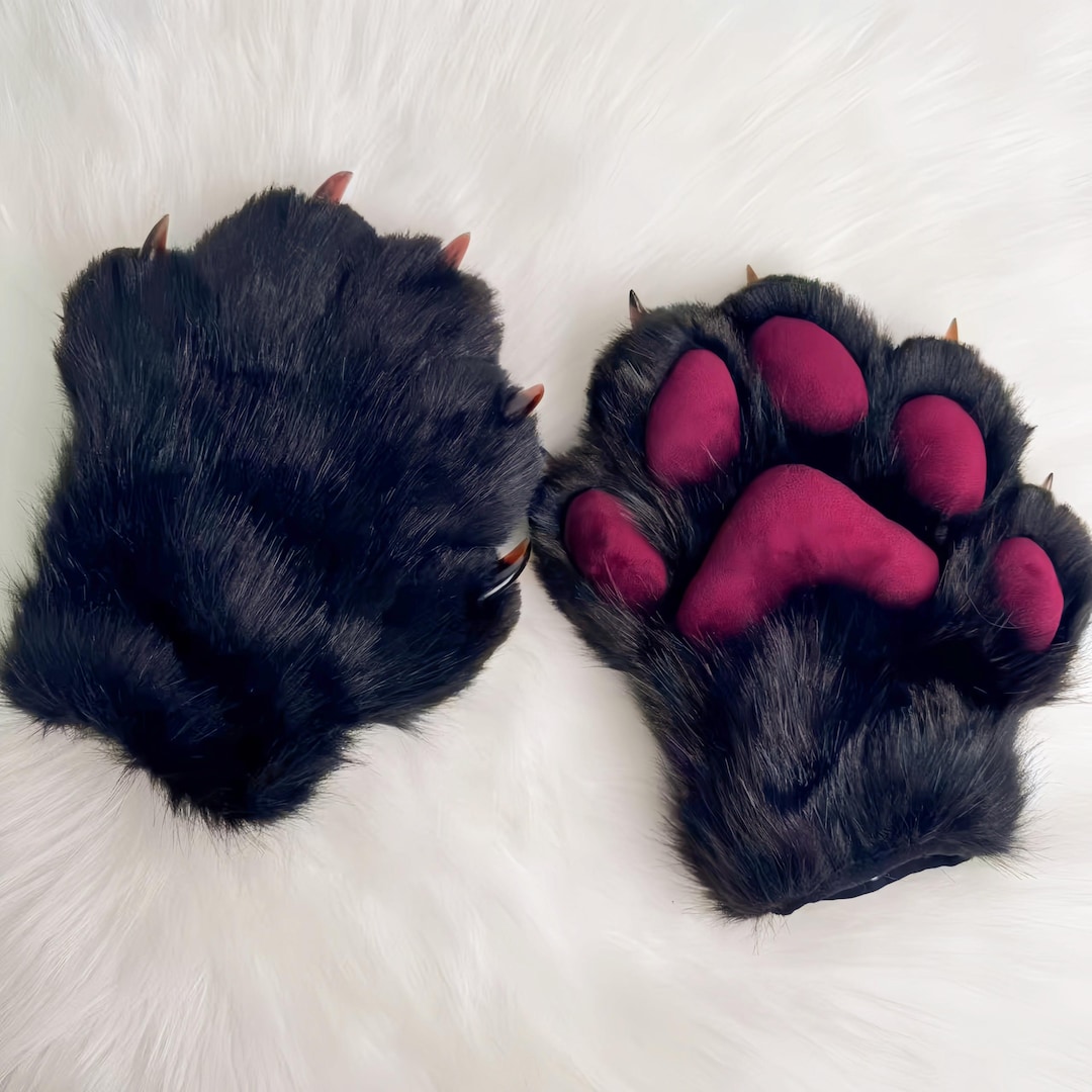 Five-fingered Fursuit Paws, Universal Sizes, Handmade Plush Cat Paws ...