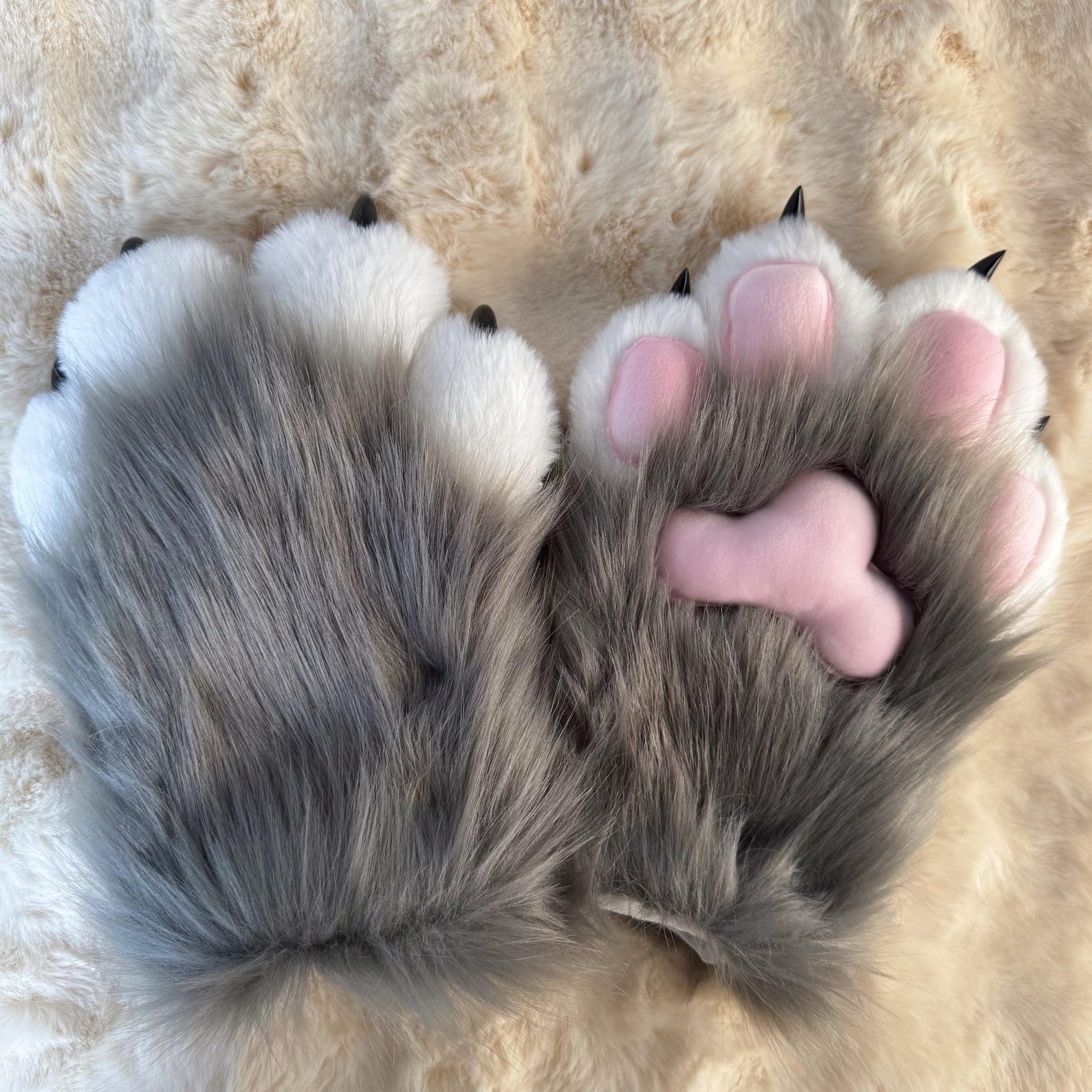 Light Gray Furry Paws,furry Gloves,handmade Crochet Paws,custom Color ...
