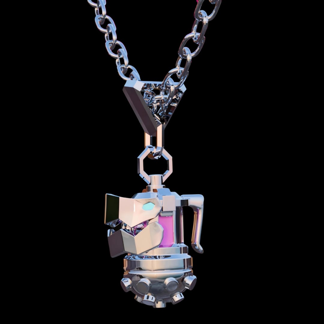 Arcane Inspired Jinx Florescent Bomb Necklace, Platinum-plated Copper ...