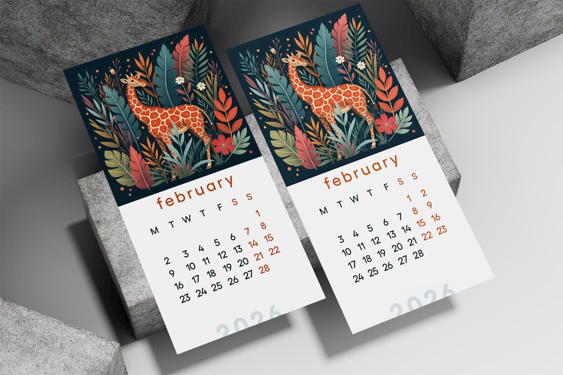 2026 Jungle Animals Calendar | Tropical Wildlife Printable | Digital ...