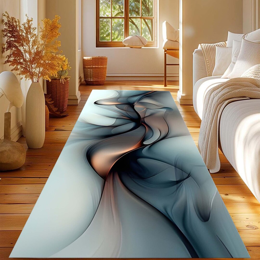 Elegant Swirl Design Runner Rug, Modern Abstract Rug, Perfect Rug for ...