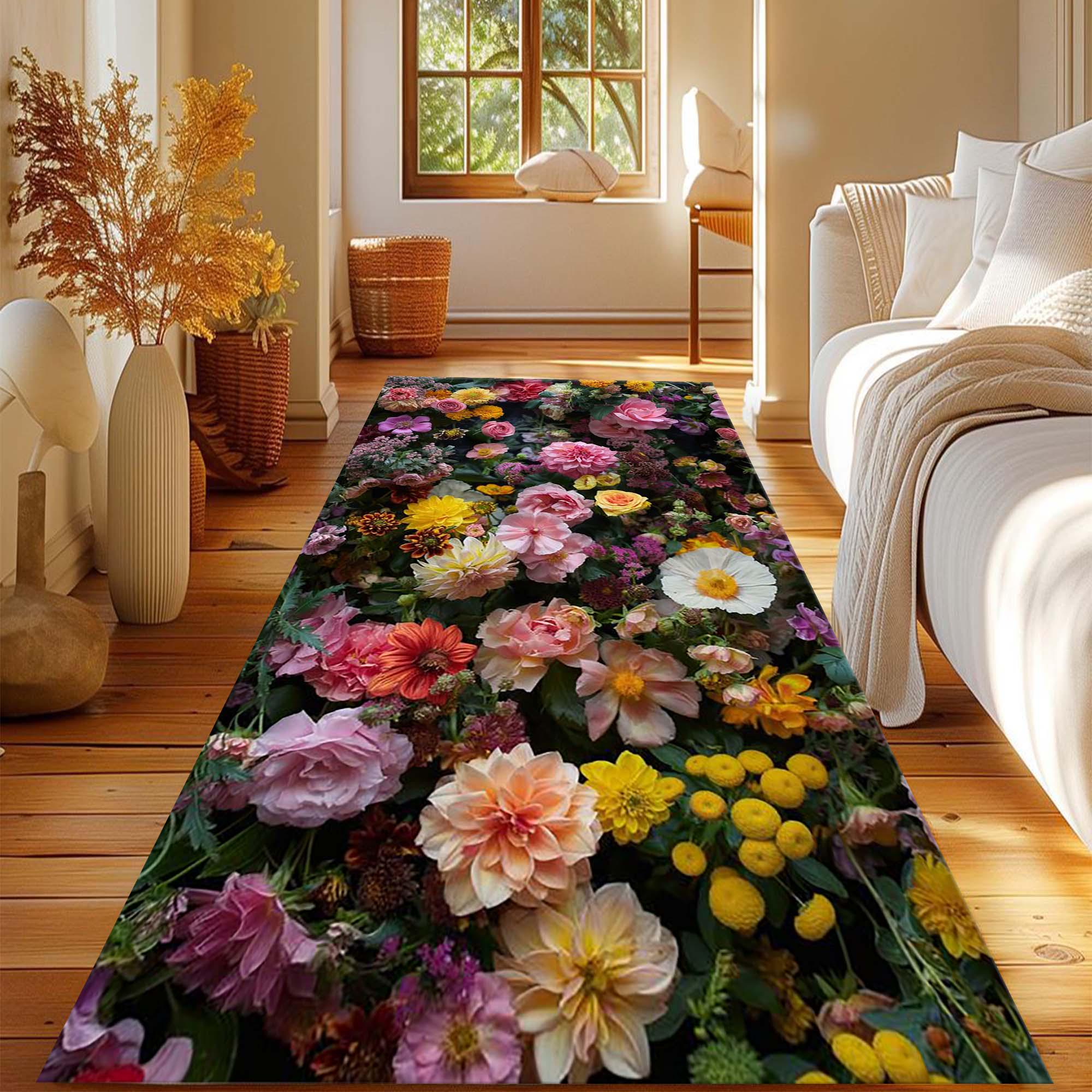 Runner Rug, Floral Rug, Colorful Floral Rug, Kitchen Rug, Home Decor ...