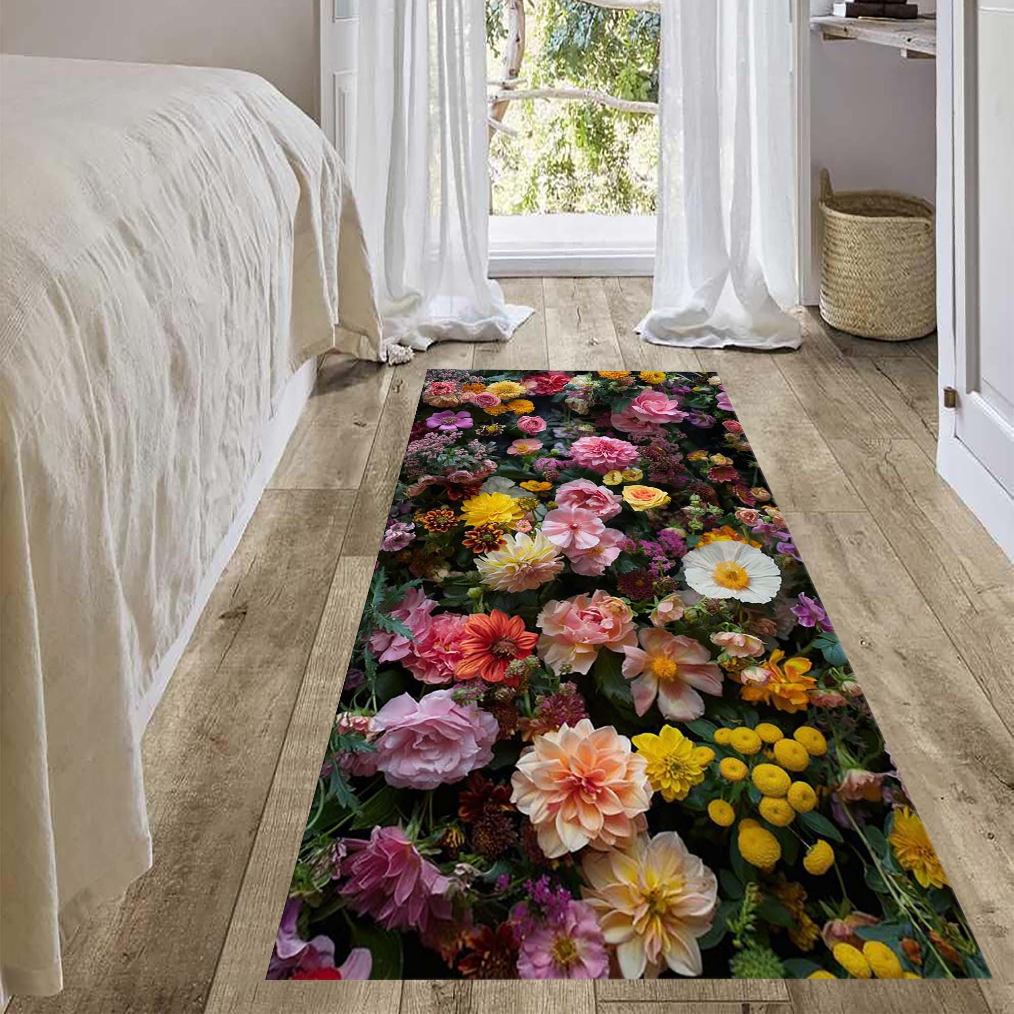 Runner Rug, Floral Rug, Colorful Floral Rug, Kitchen Rug, Home Decor ...