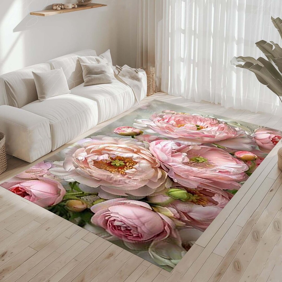 Floral Area Rug, Pink Floral Rug,floral Home Decor Rug,vintage Floral ...