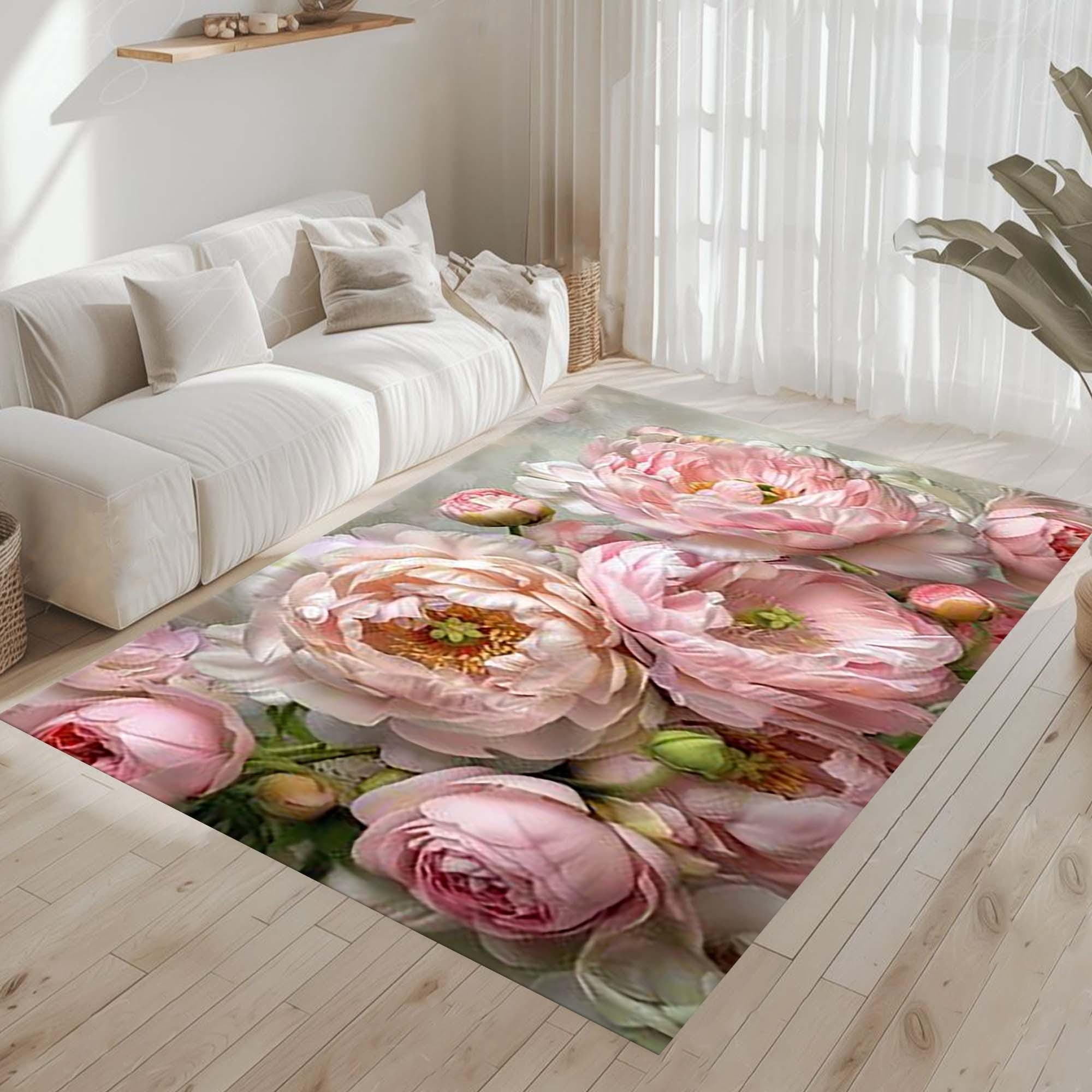 Floral Area Rug, Pink Floral Rug,floral Home Decor Rug,vintage Floral ...