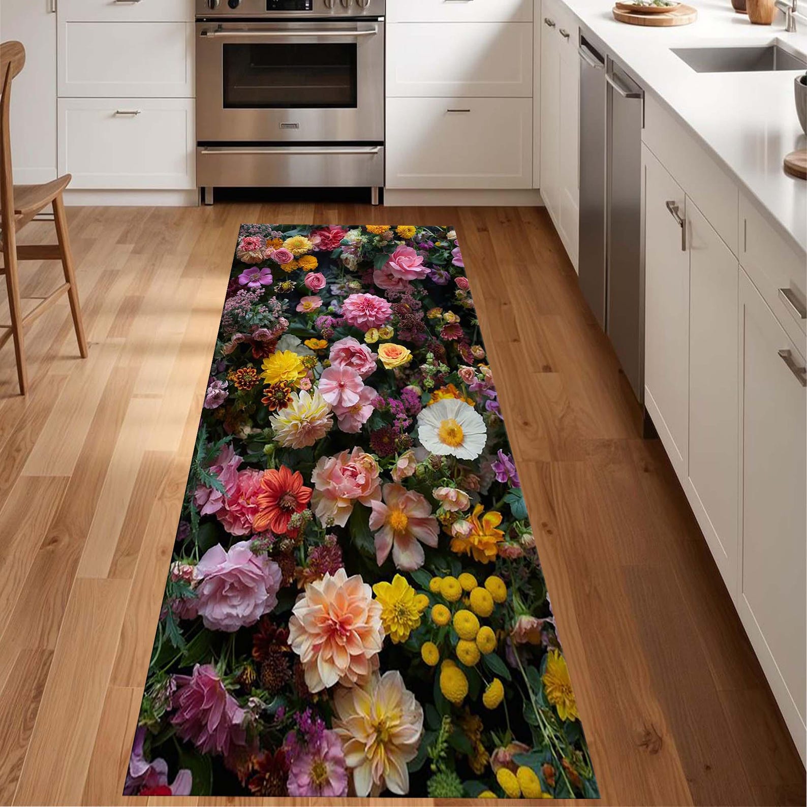 Runner Rug, Floral Rug, Colorful Floral Rug, Kitchen Rug, Home Decor ...