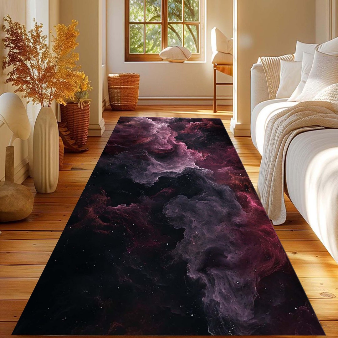 Runner Rug, Abstract Rug, Purple Rug, Purple Smoky Rug, Space Galaxy ...