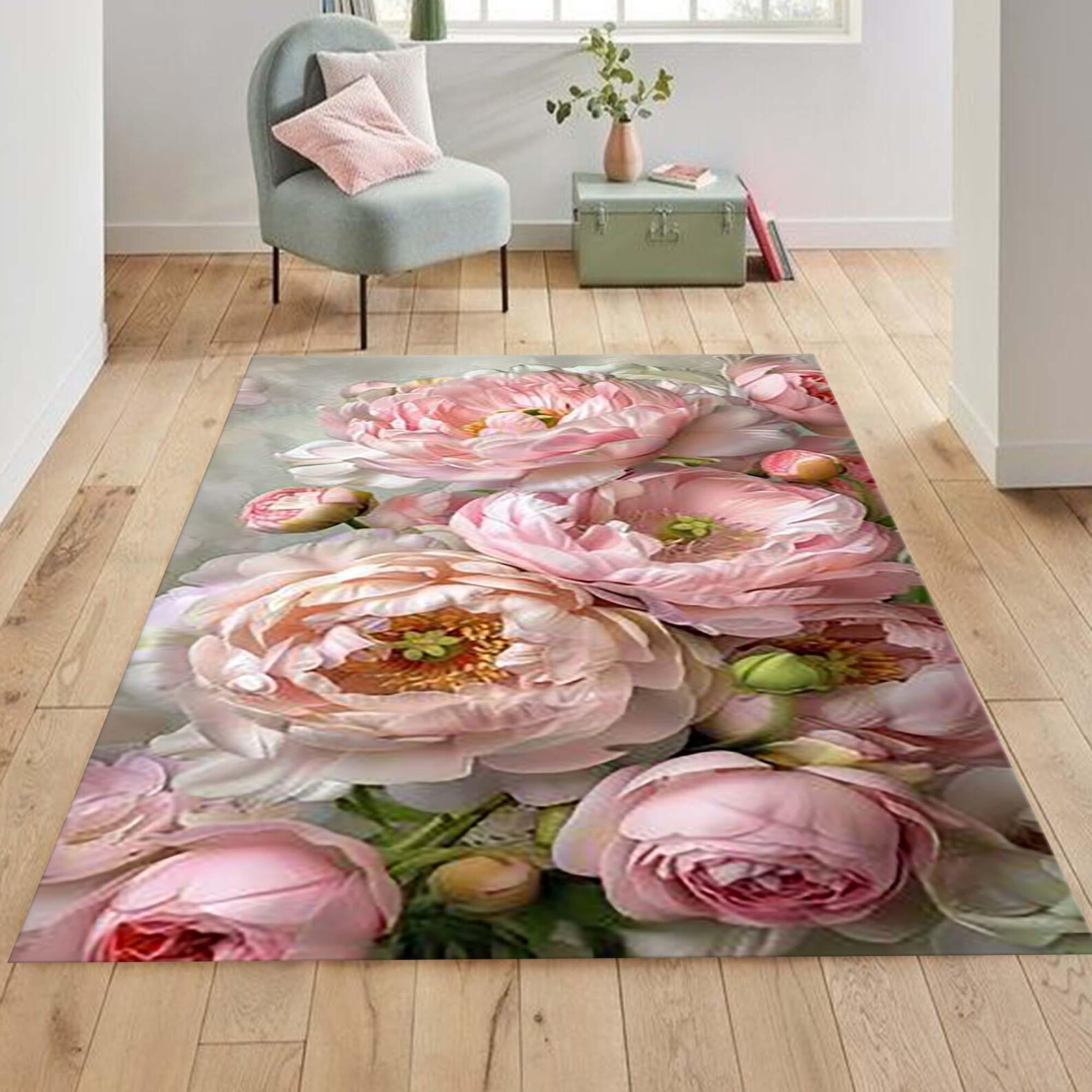Floral Area Rug, Pink Floral Rug,floral Home Decor Rug,vintage Floral ...