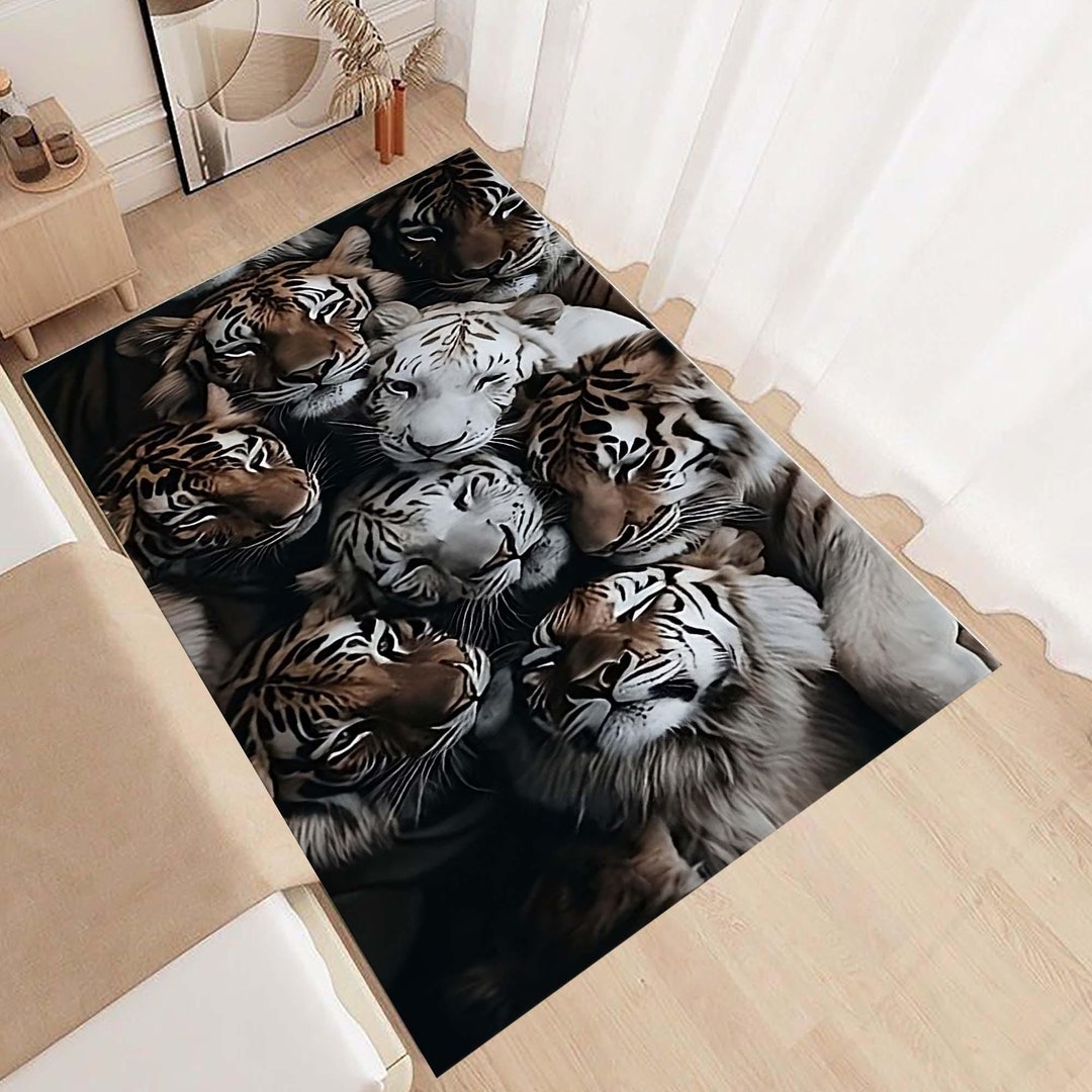Tiger Area Rug, Wildlife Print Rug, Animal Decor Rug, Exotic Tiger ...