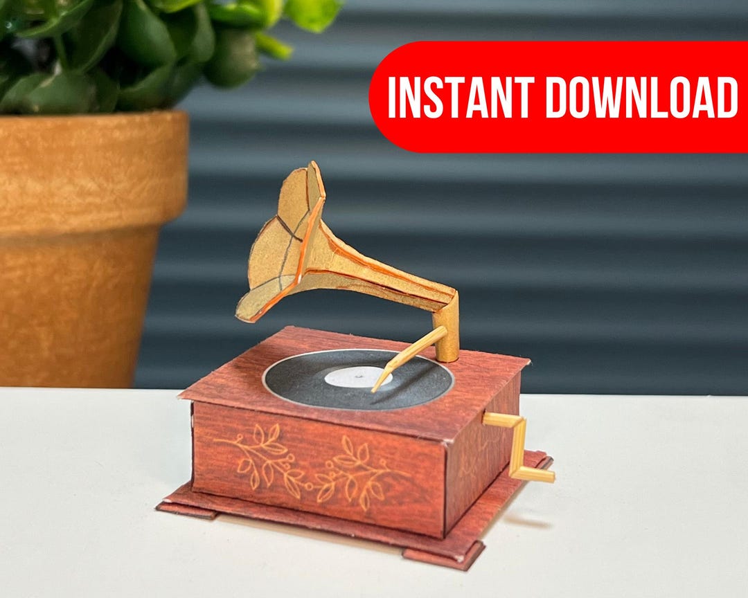Paper Gramophone Miniature for Dollhouse Printable Scale 1:12 ...