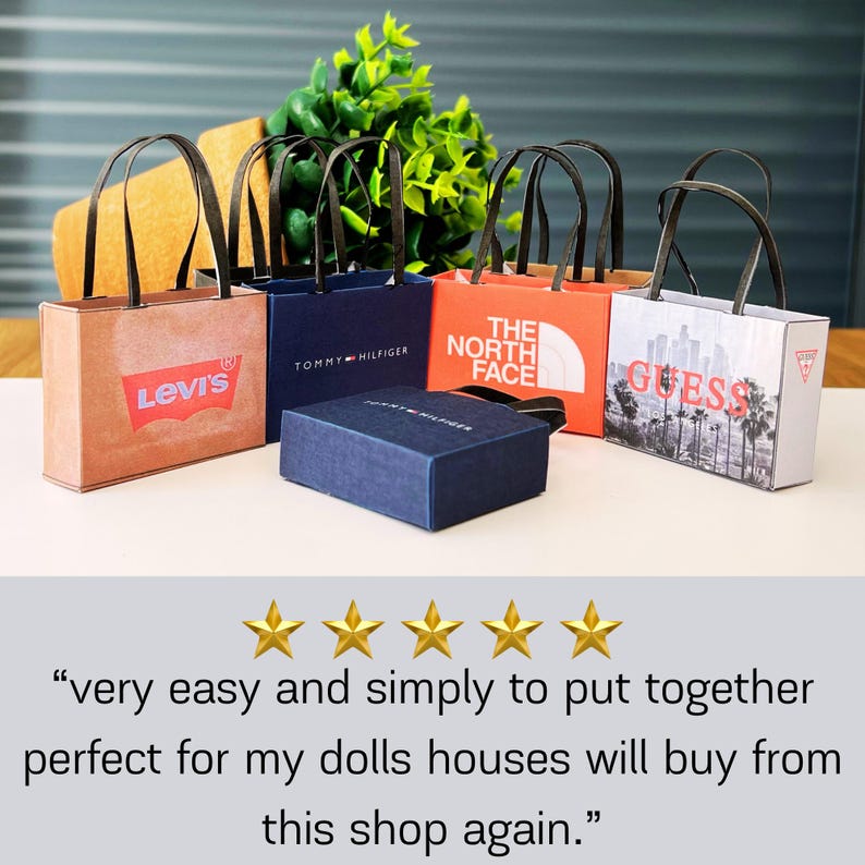 Printable Miniature Shopping Bags – 1 6 and 1:12 Scale DIY Set of 6 Fo ...