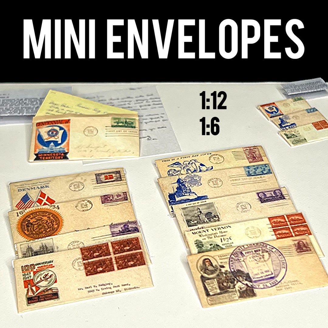 Vintage Postal Envelope Miniatures Charming 10 Pieces 1:12 and 1 6 ...