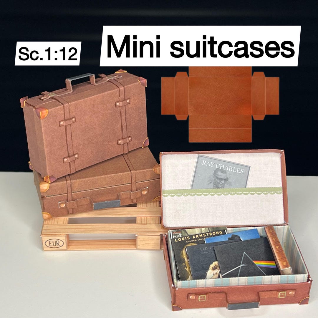 Paper Miniature Suitcases 1:12 Scale Interior for Dollhouse, Games and ...