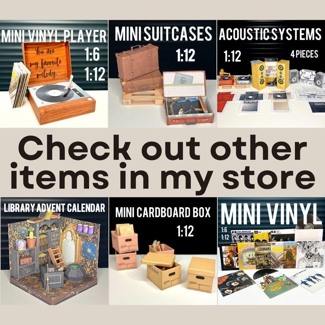 Printable Miniature Vinyl Records Templates 1 6 and 1:12 Scales Set of ...