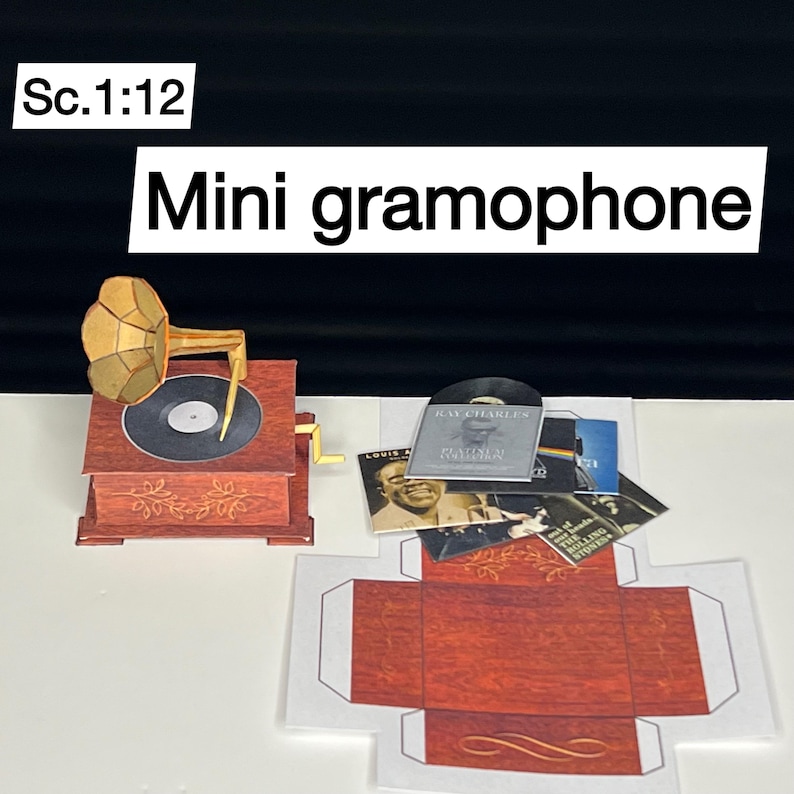 Paper Gramophone Miniature for Dollhouse Printable Scale 1:12 ...