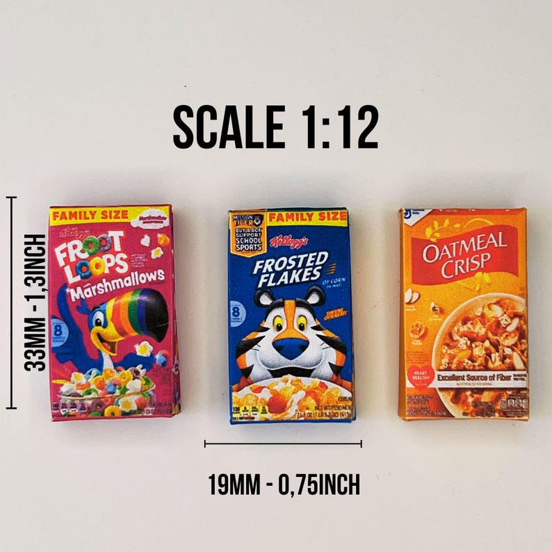 Mini Cereal Box Printable | 1:12 Scale Dollhouse Food | Tiny Groceries ...