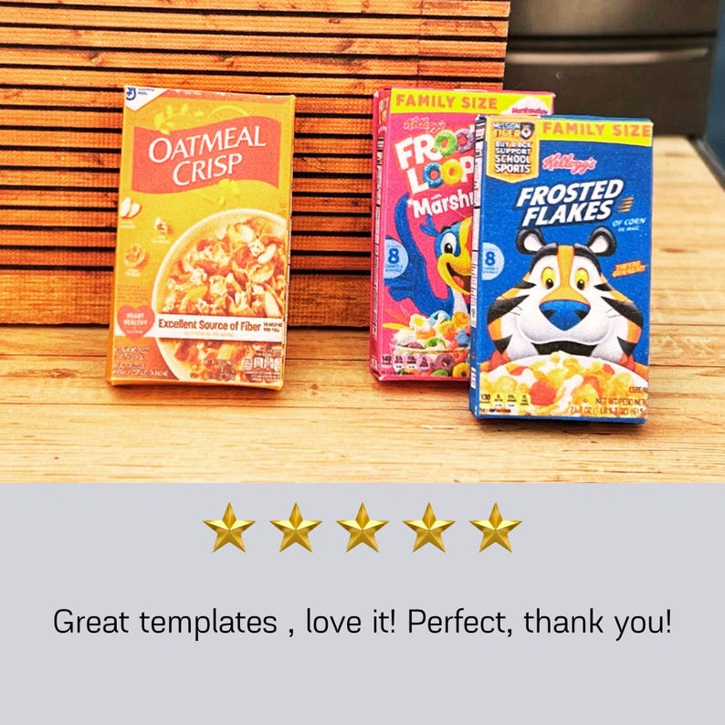 Mini Cereal Box Printable | 1:12 Scale Dollhouse Food | Tiny Groceries ...