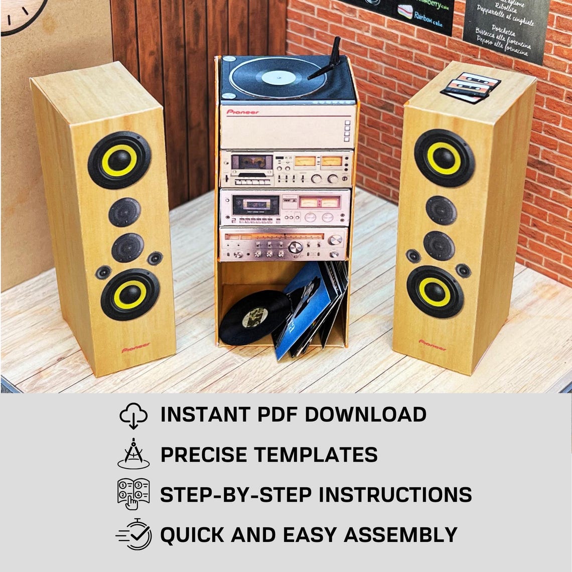 Miniature Dollhouse Decor DIY Stereo System Made of Paper| Scale 1-12 ...