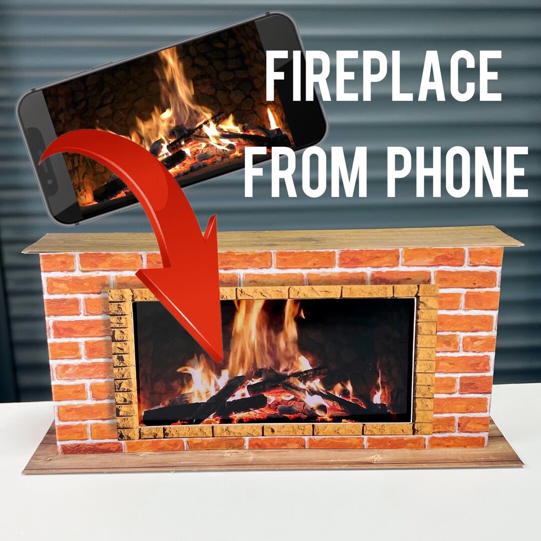 Printable Fireplace Phone Stand Template – DIY Paper Craft for Cozy ...