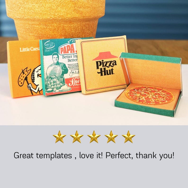 Miniature Pizza Box Printable Kit – 1/12 and 1:6 Scale Dollhouse Food ...