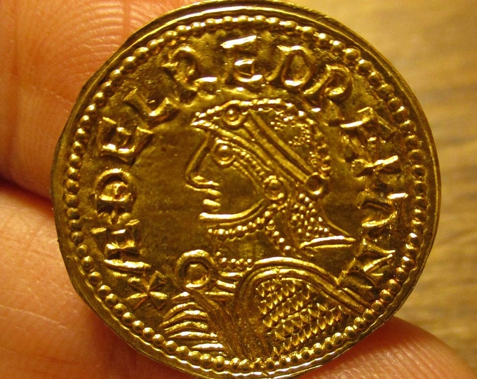 Æthelred II Gold Mancus Helmet Head Penny Imitation Hand Hammered 24k ...