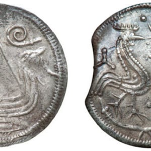 Silver Viking Danish Haithabu Hedeby Penny Ship & Rooster Type Circa 9 ...
