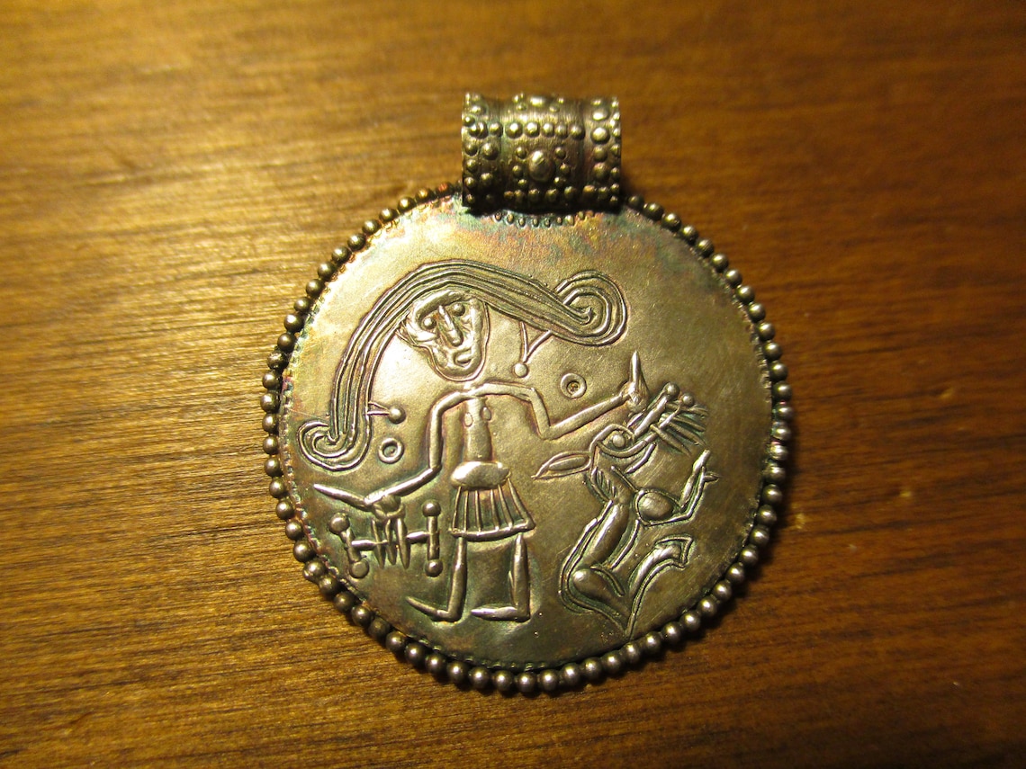 Gold or Silver Bracteate With Týr & Wolf Fenrir From Raum - Etsy