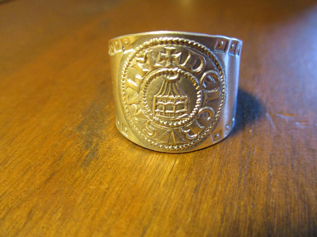 Crusader Knights Templar Jerusalem Temple Ring 10-11 Size Made of 999 ...