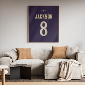 Lamar Jackson Jersey Wall Art – Baltimore Ravens Football Poster, NFL ...